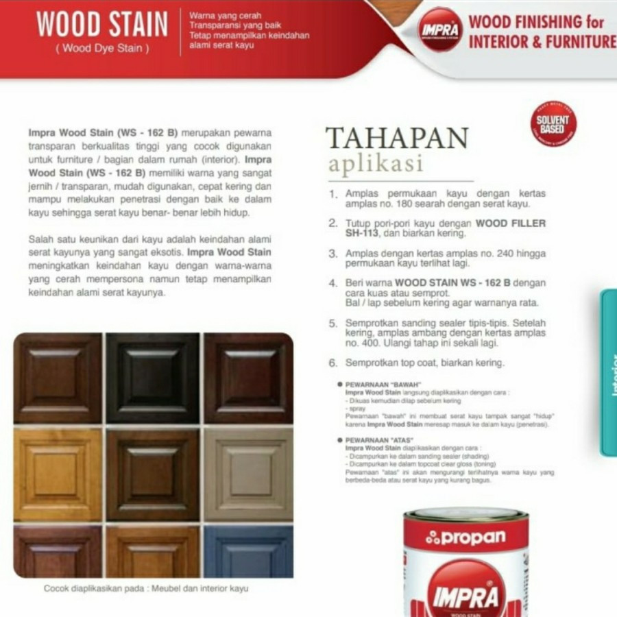 Jual CAT KAYU PROPAN IMPRA WOOD STAIN WS-162 B 1 LITER | Shopee Indonesia
