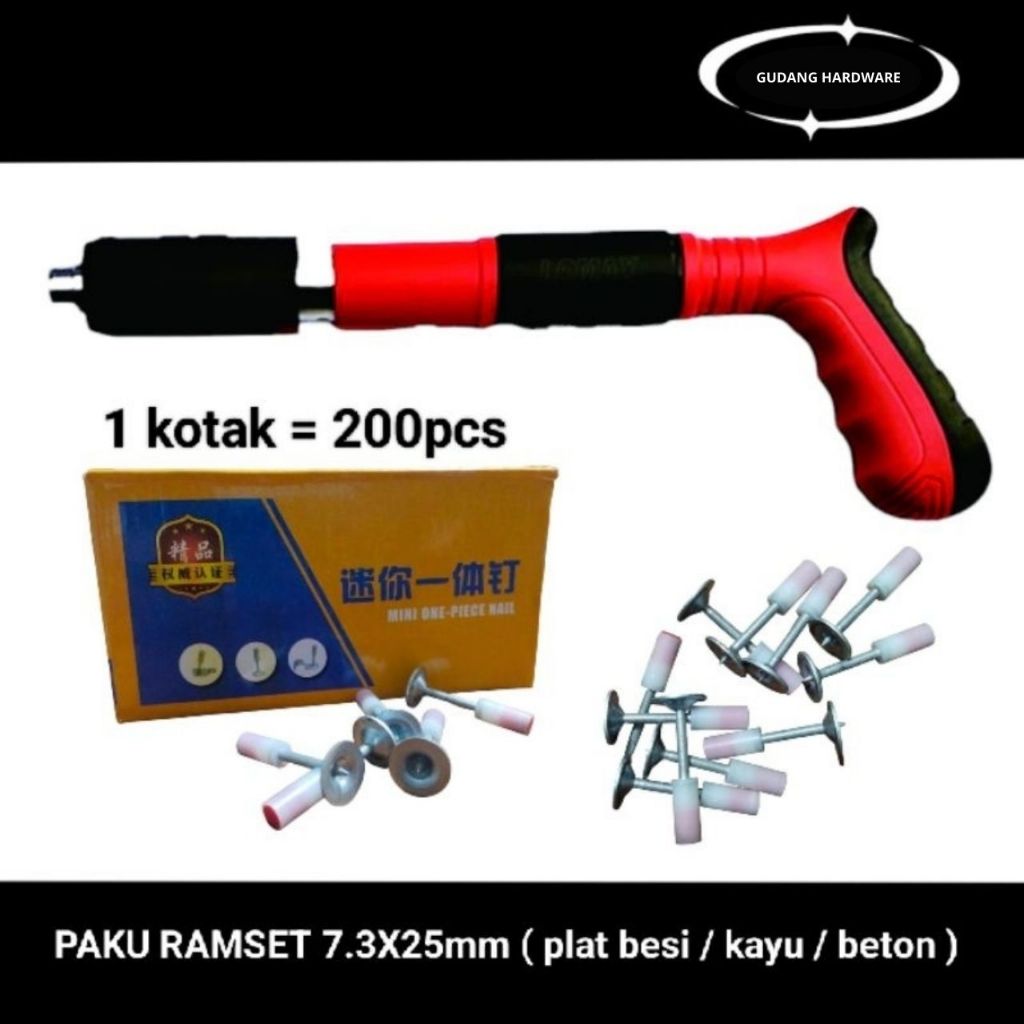 Jual paku rivet / ramset 7.3x25mm per kotak 200pcs ( plat besi / beton / kayu ) | Shopee Indonesia