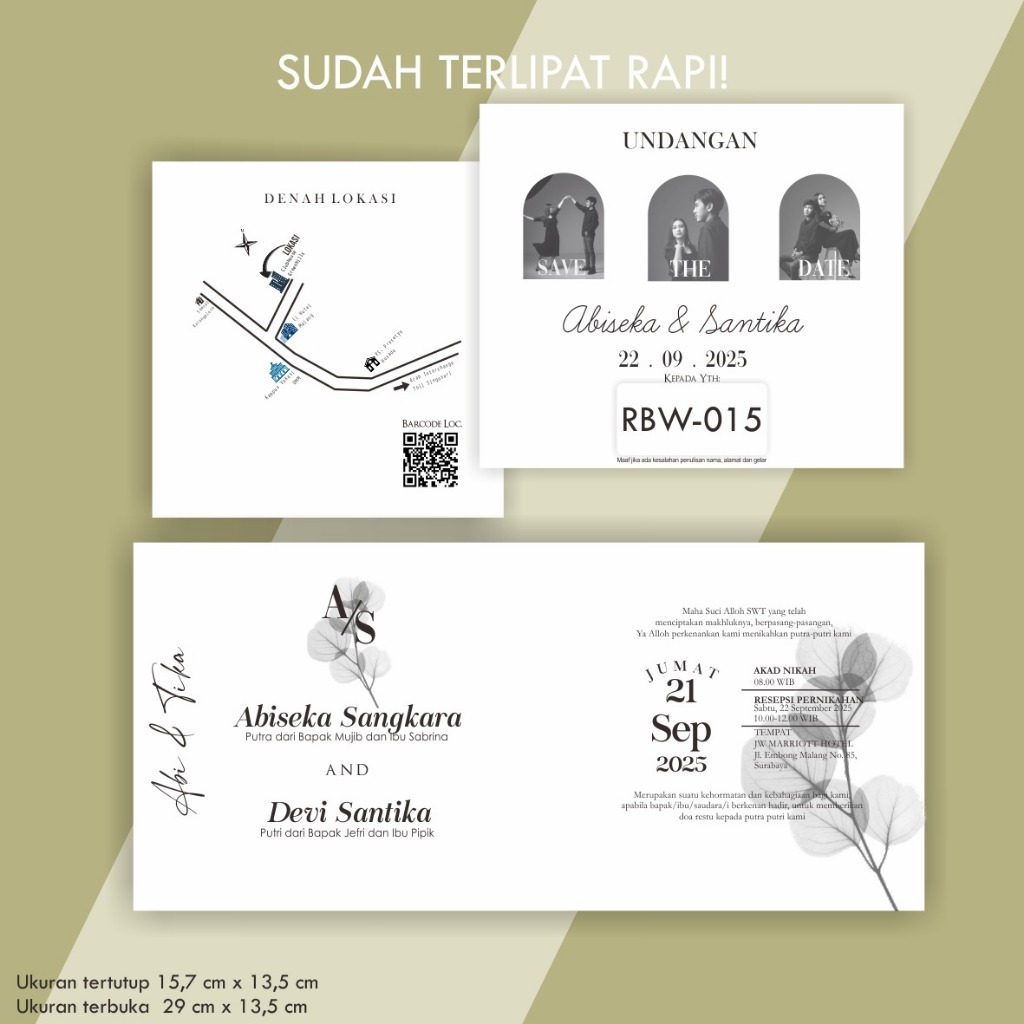 Jual Undangan Costum Template Hitam Putih, Undangan Seri RBW - 015 ...