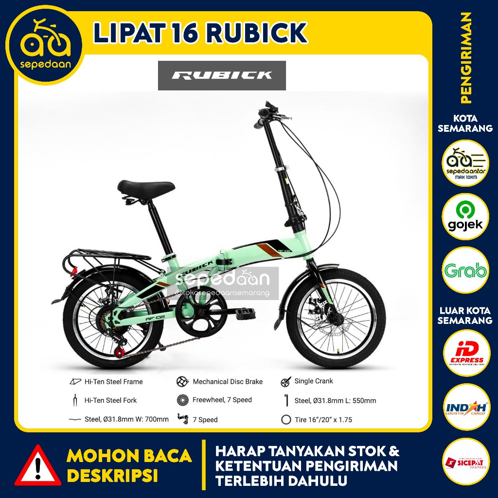 Jual Sepeda Anak Dewasa Lipat/Folding 16" RUBICK by United - 7 Speed ...