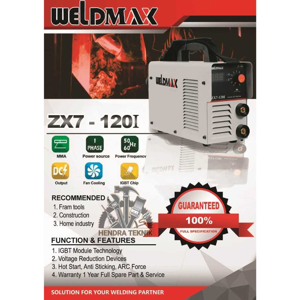 Jual MESIN TRAVO LAS 120A WELDMAX ZX7-120i ( 900 watt ) FULL SPEC ALAT ...
