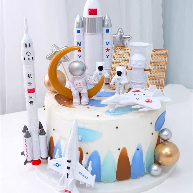 Jual Cake Topper Astronot Bulan Roket Luar Angkasa Toper kue Planet ...