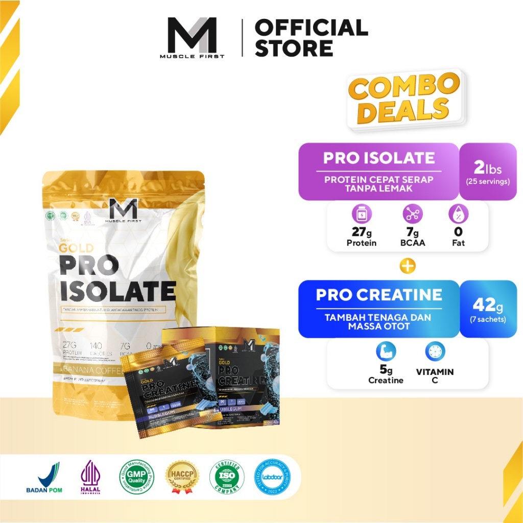 Jual Muscle First Pro isolate 2lbs Gratis Pro Creatine BOX 7 Sachet ...