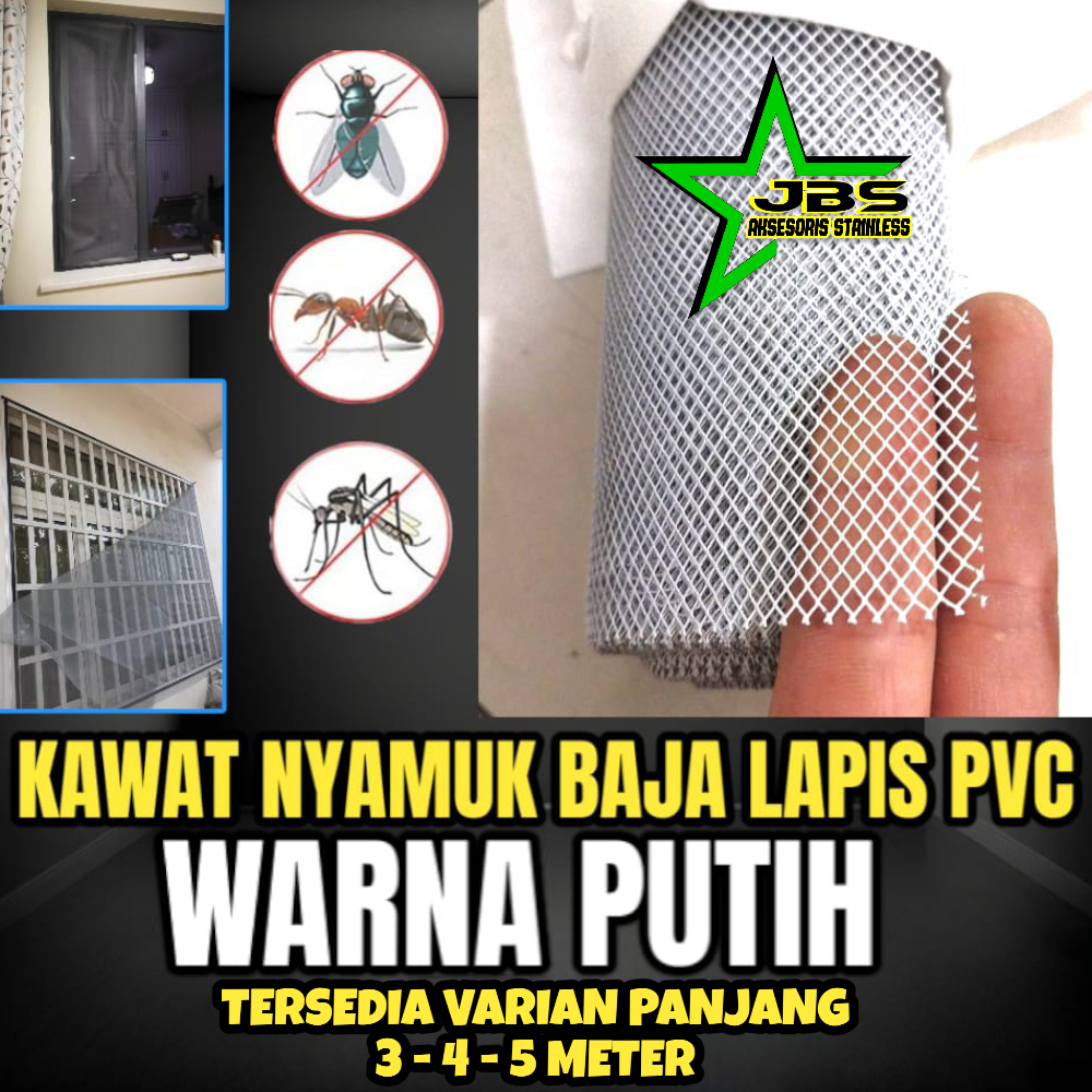 Jual KASA/KAWAT NYAMUK BAJA LAPIS PVC/KAWAT PARABOLA PUTIH | Shopee ...