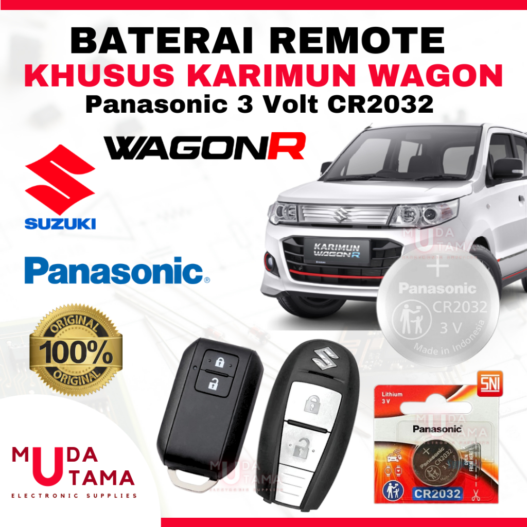 Jual Baterai Remote Mobil KARIMUN WAGON R - ORIGINAL PANASONIC CR2032 3 ...