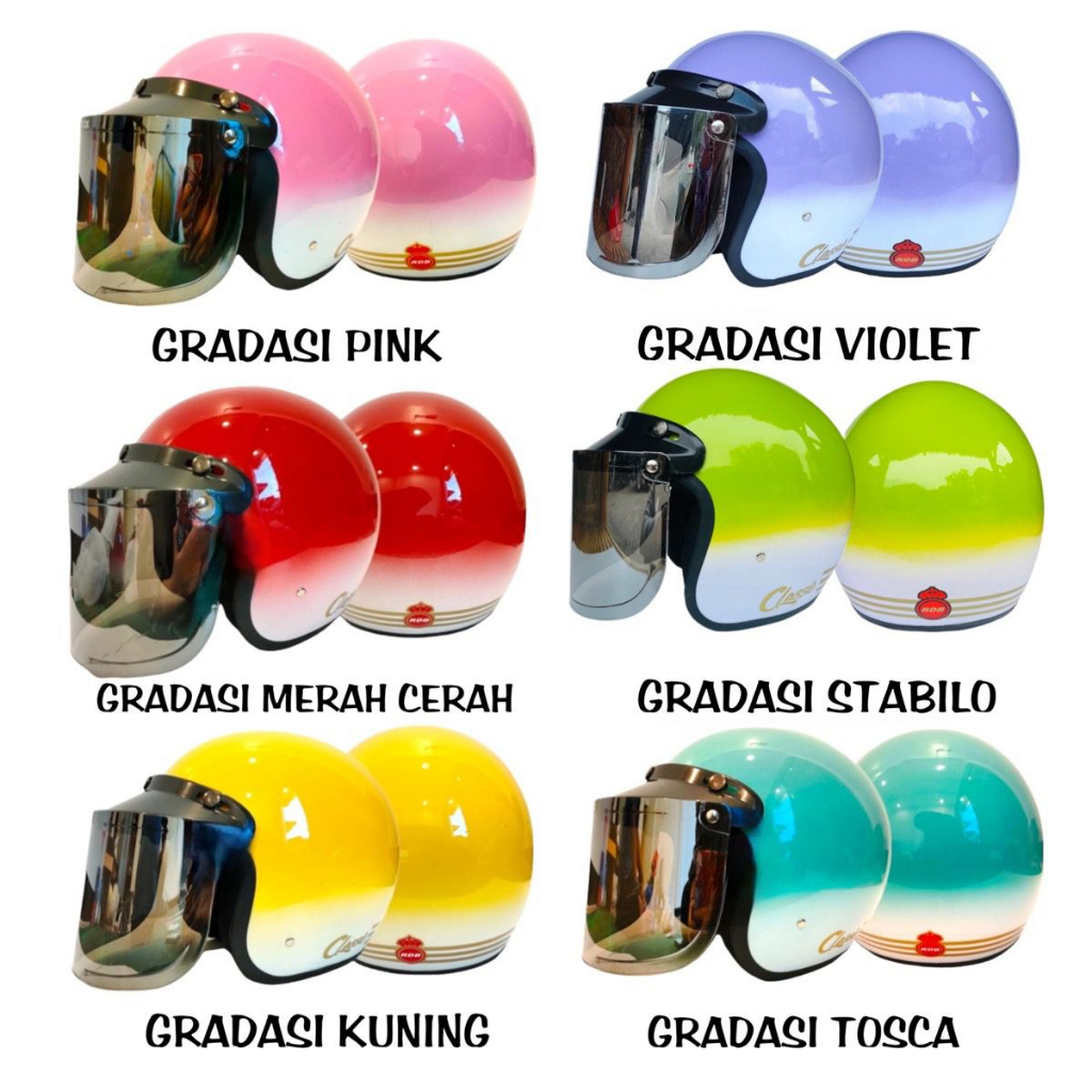 Jual HELM BOGO DEWASA CLASSIC GRADASI WARNA FREE PACKING | Shopee Indonesia