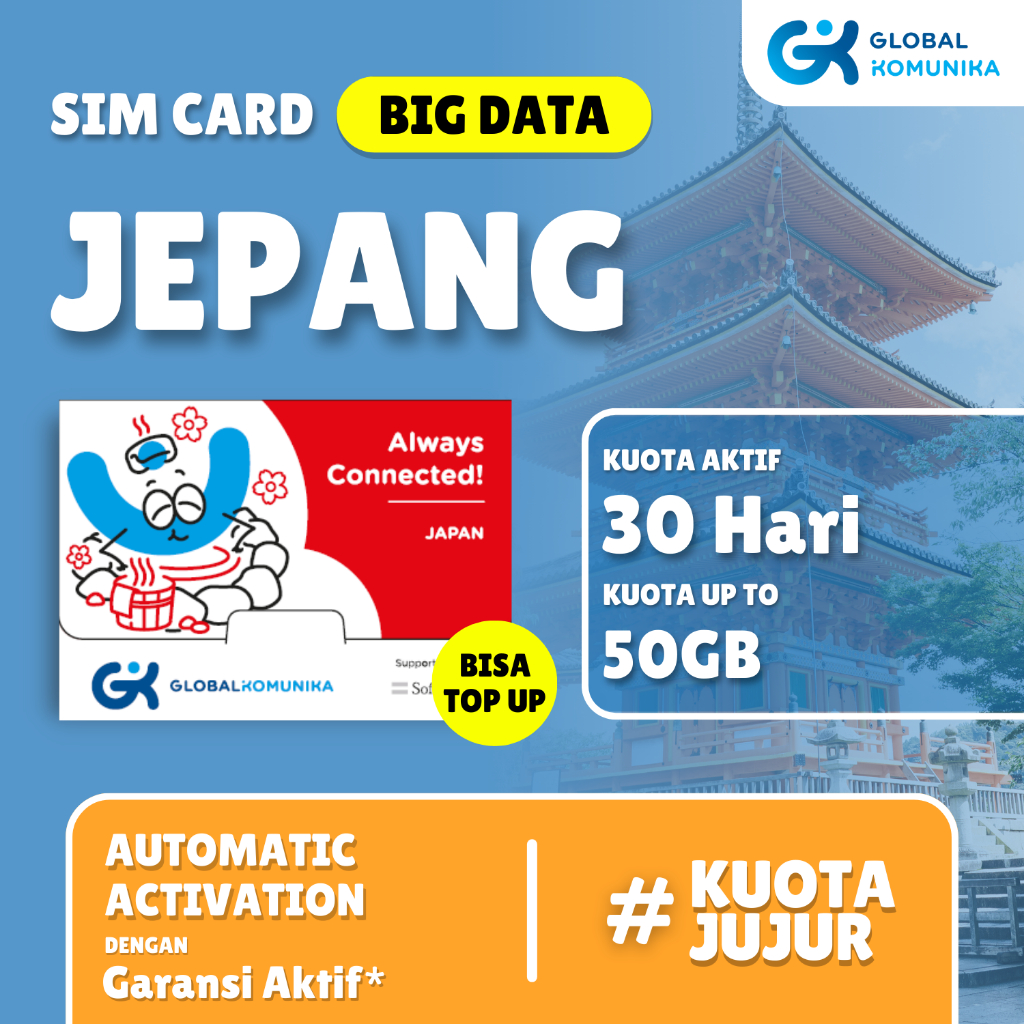 Jual Simcard Jepang Kuota Besar | Japan Sim Card Kartu Data Internet Global Komunika | Shopee ...