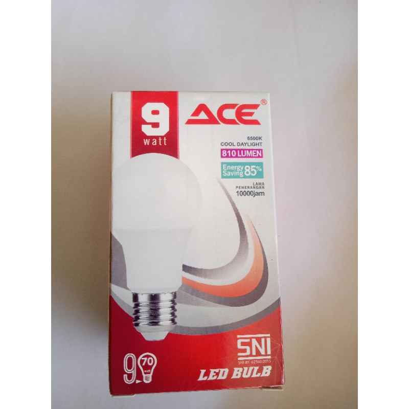 Jual Lampu LED ACE 9 wat/Bolam ACE warna putih/Lampu murah | Shopee ...