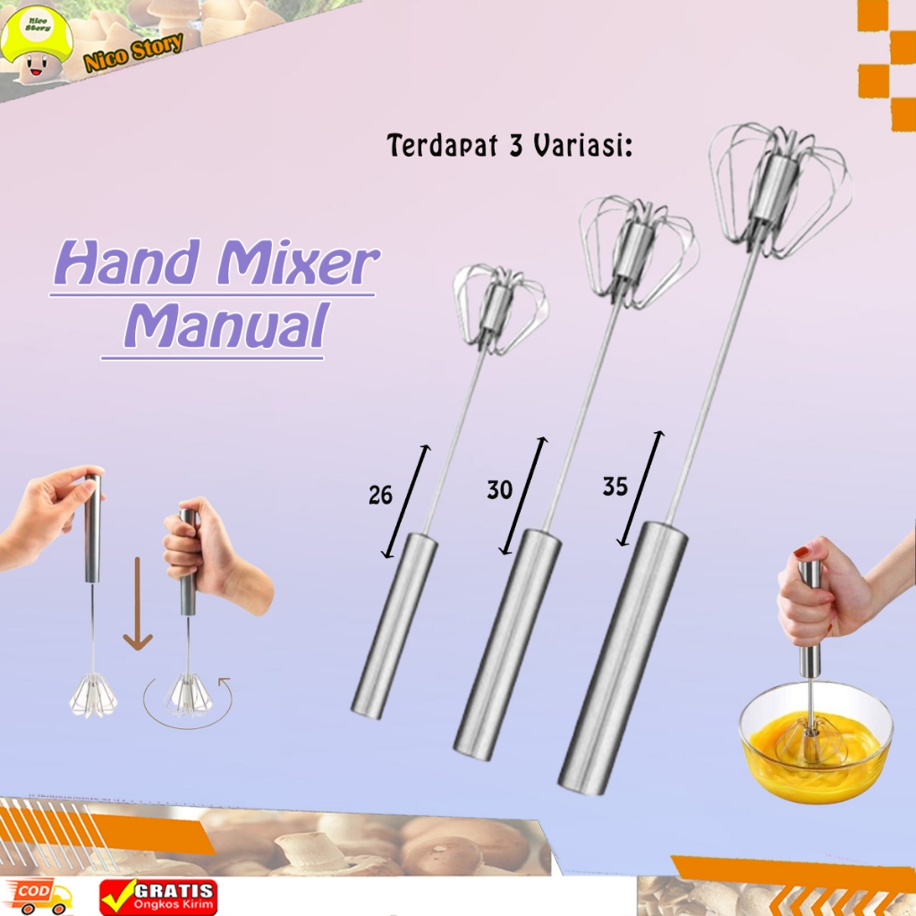 Jual (NCS) Hand Mixer Manual Alat Pengocok Telur Full Stainless Kocokan ...