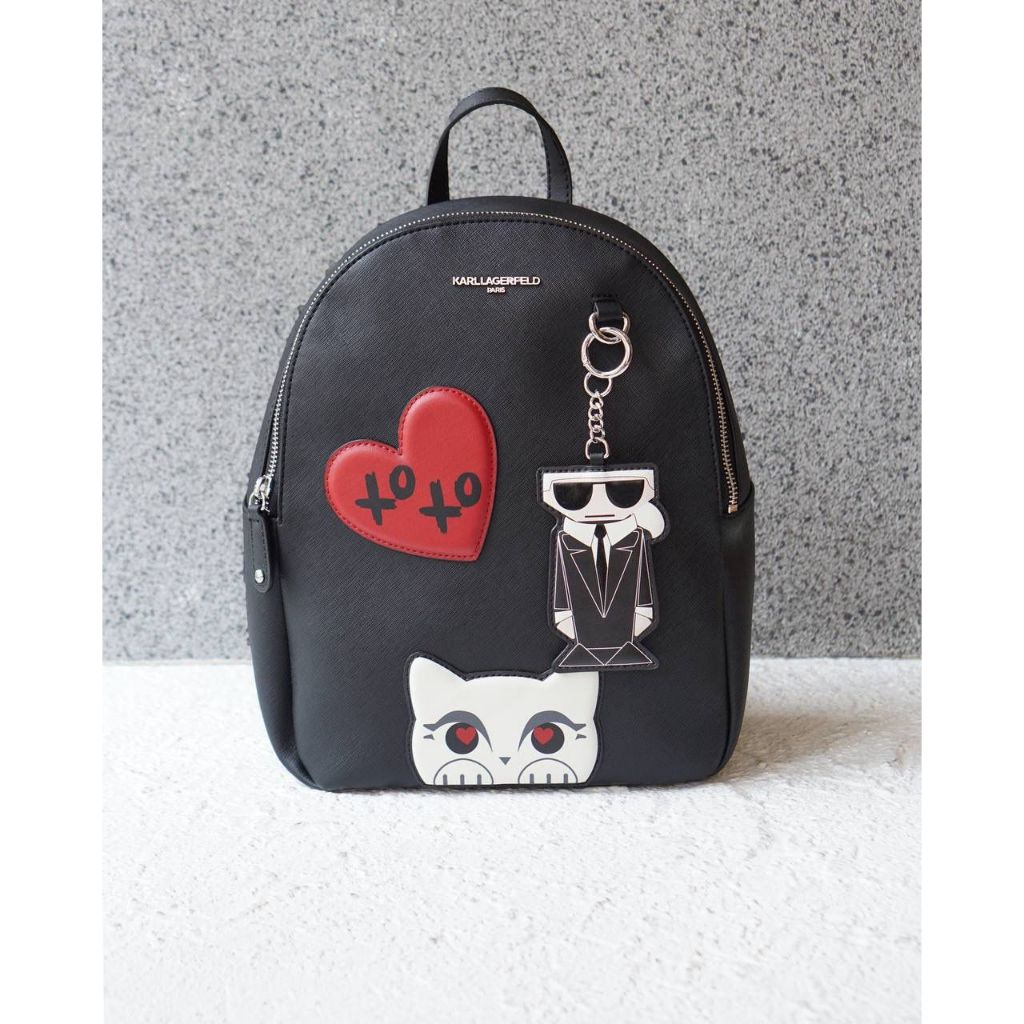 Jual KARL LAGERFELD paris mini backpack cat-heart & old men black ...