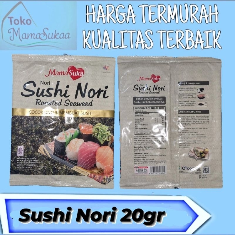 Jual SUSHI NORI ROASTED SEAWEED MAMASUKA 20 GR | Shopee Indonesia
