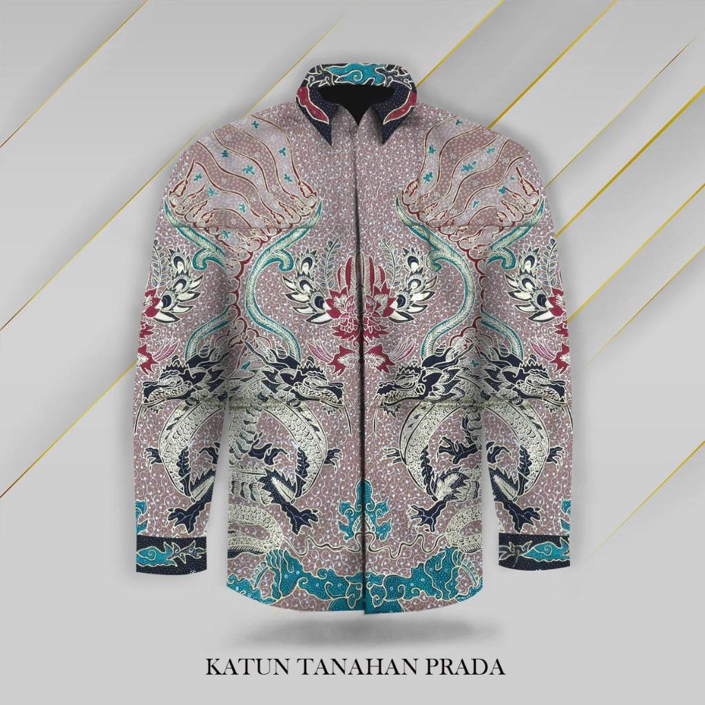 Jual Kain Batik Tulis Pola Kemeja prada gold Premium BATIK NAGA PRADA ...