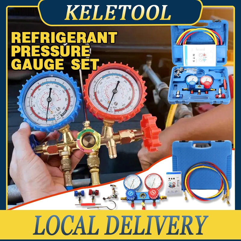 Jual Refrigerant Pressure Gauge Set R134A Mobil AC Pressure Mainfold ...