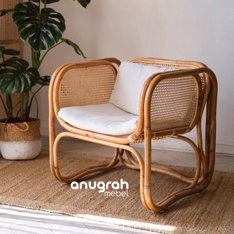 Jual Arm Chair Rotan Alam/Kursi Santai Rotan/Kursi Teras Rotan | Shopee ...