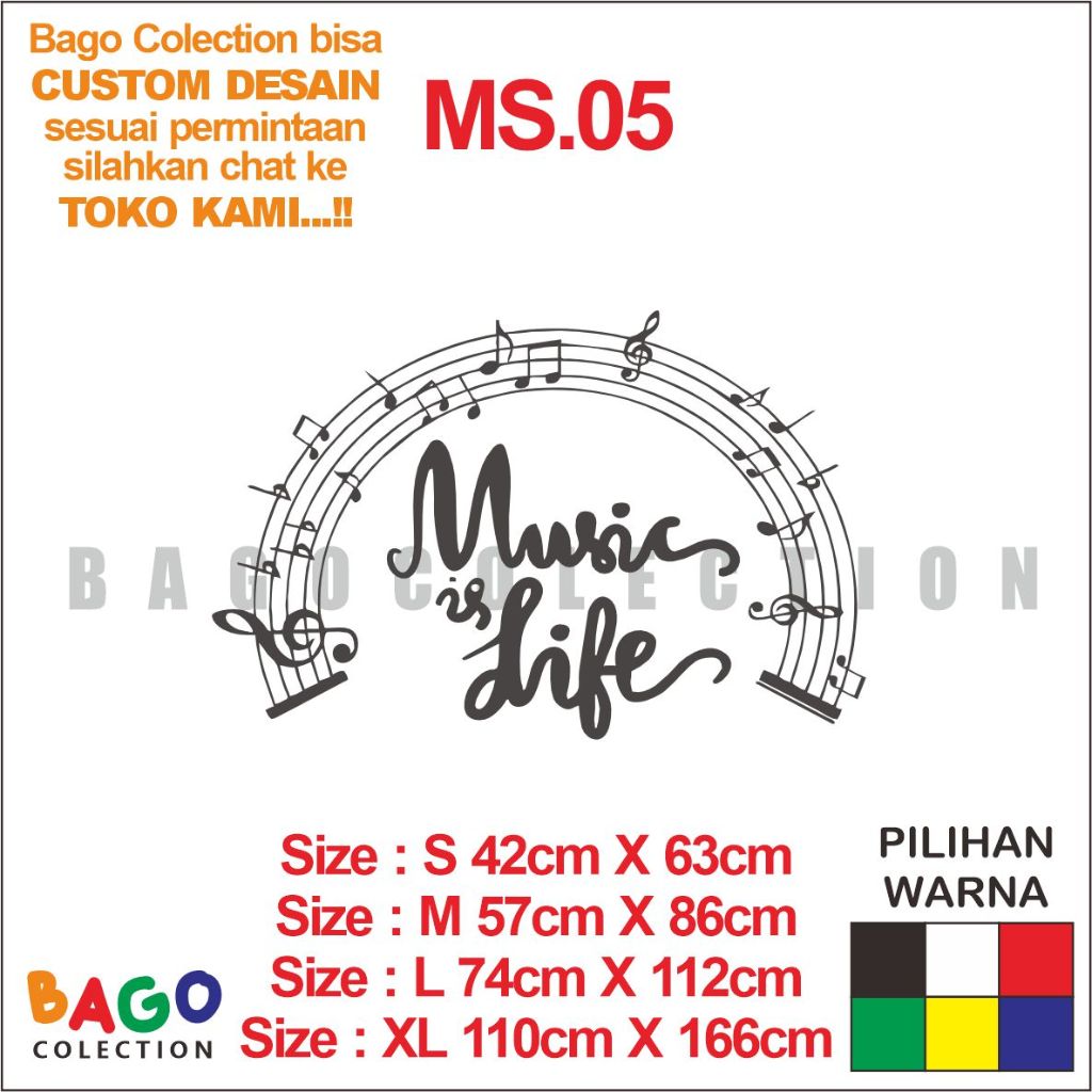Jual Wall Cutting Sticker Music Lembaran Musik Dinding Musik Kata ...