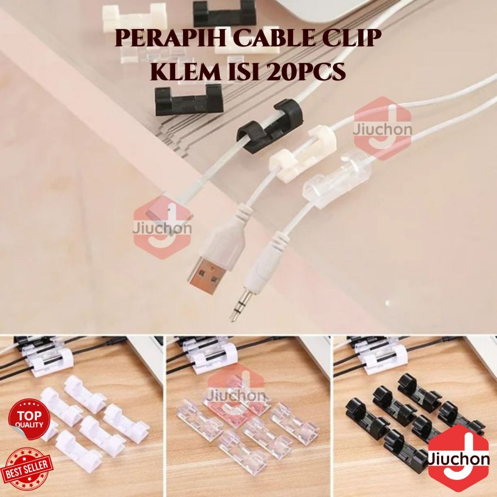Jual JIUCHON Perapih Cable Clip Klem Isi 20pcs Kabel Tempel Klip USB ...