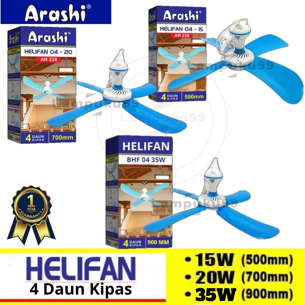 Jual Helifan Kipas Angin Gantung 4 Baling 15 20 35 Watt Extra Strong ...