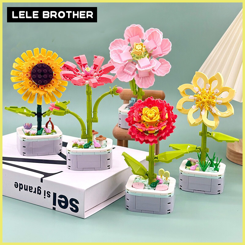 Jual LELE Mainan Bunga Brick DIY Susun Mainan Bunga Buket Hadiah untuk ...