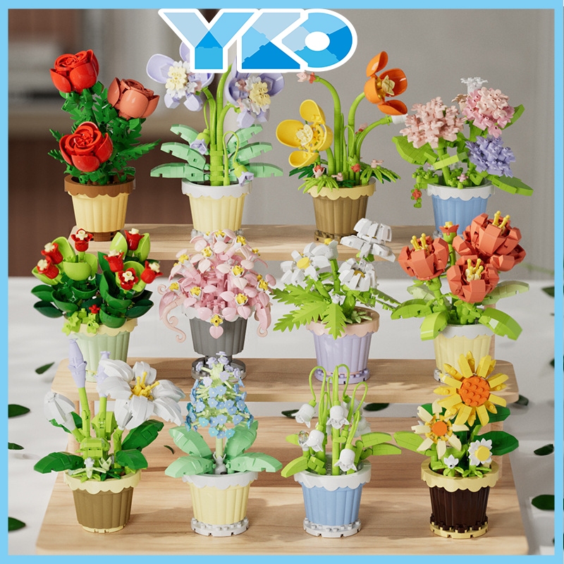 Jual YKO Brick Pot Bunga Balok Bunga Buku Nano Block Rakitan Bangunan ...