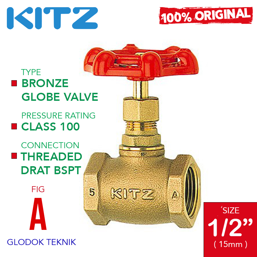 Jual Stop Kran Globe Valve 1/2" KITZ Class 100 Bronze Fig A / Stop ...