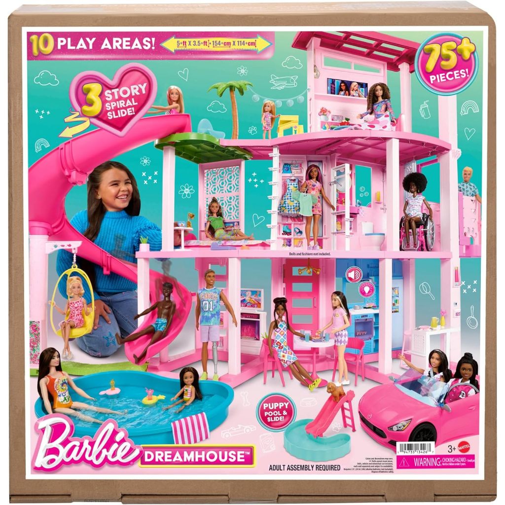 Jual Barbie DreamHouse Doll House Pool Party Doll House Puppy Play ...