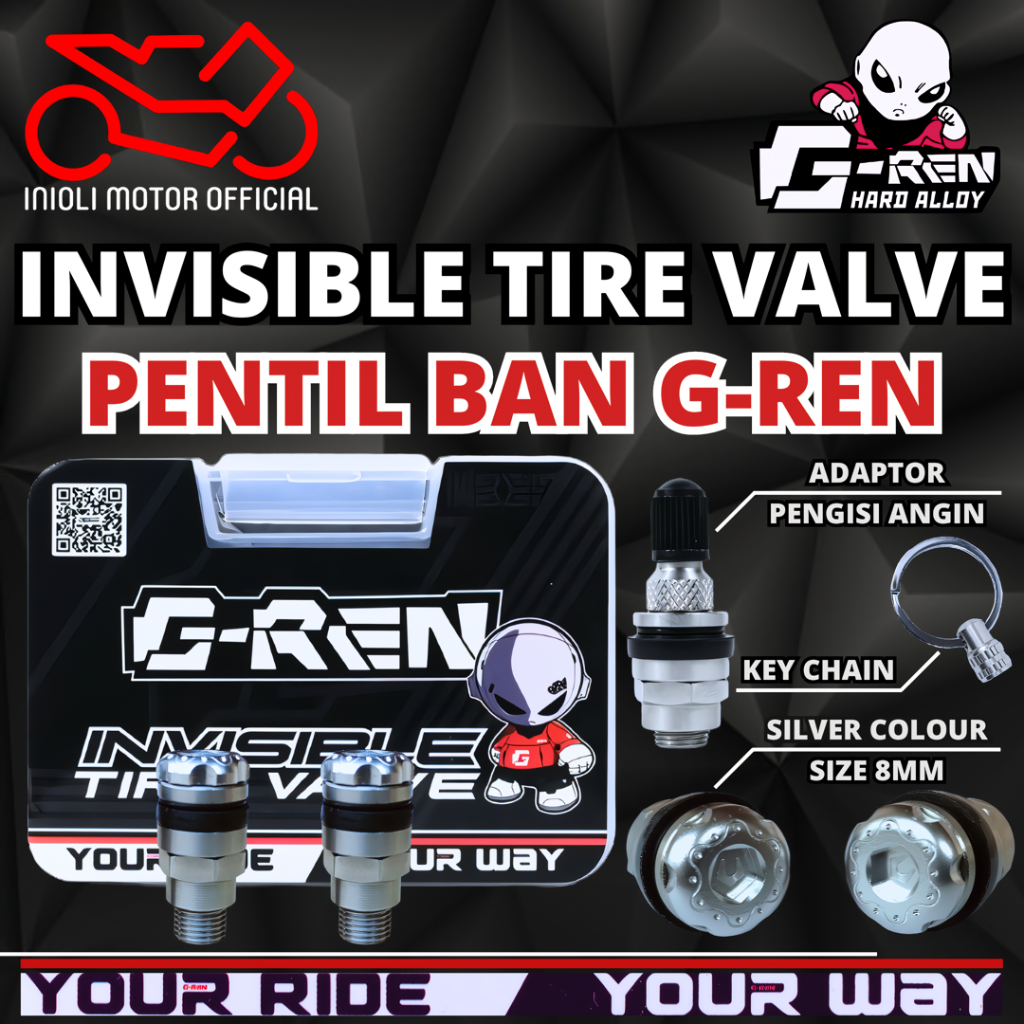 Jual PENTIL BAN MOTOR CNC G-REN GREN 8MM 8 MM INVISIBLE TIRE VALVE RIM ...