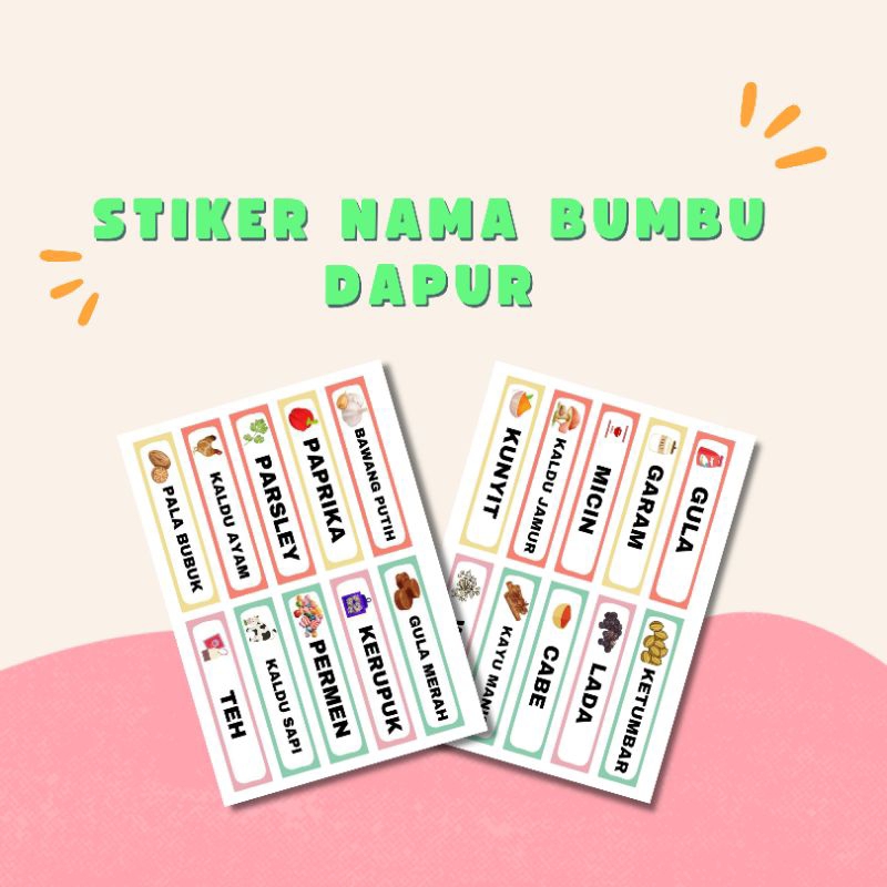 Jual stiker nama bumbu dapur / masakan ukuran : 10,5 cm x 14,8 cm ( A6 ...