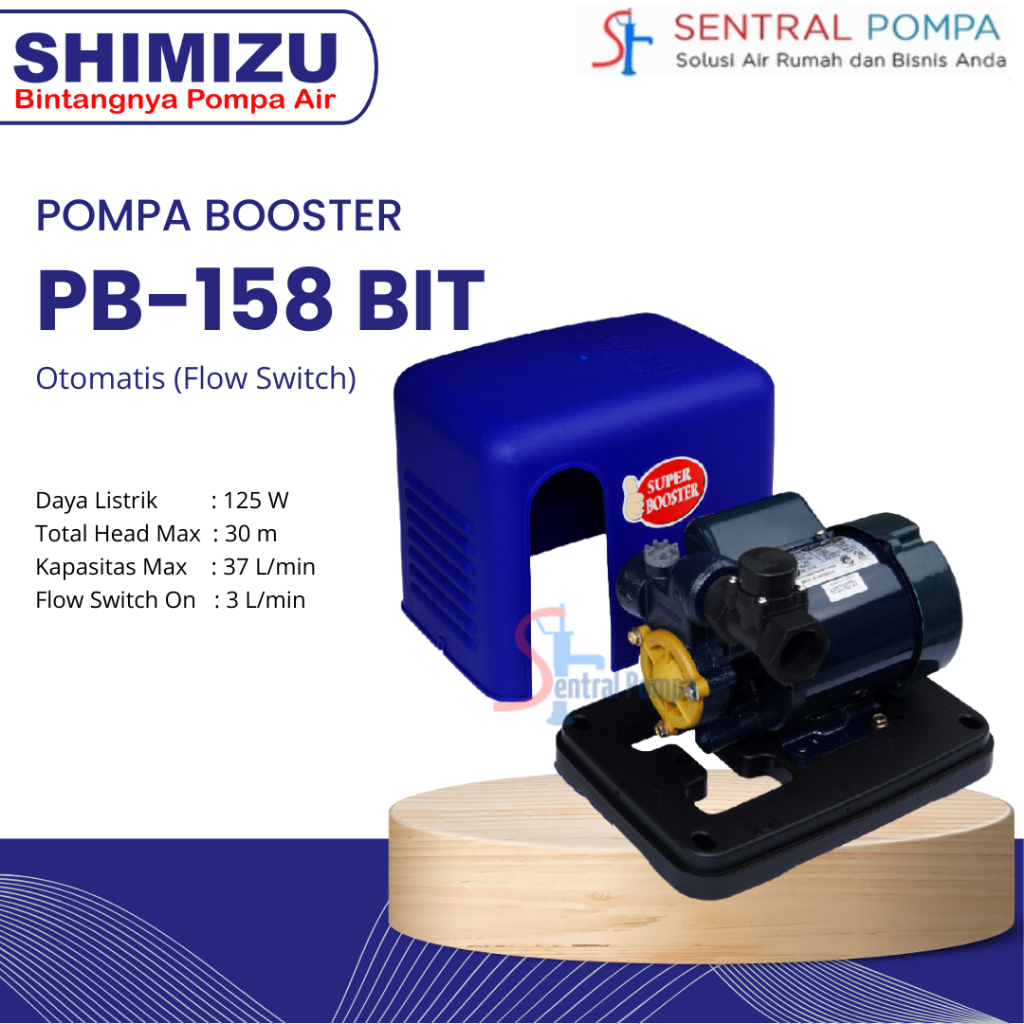 Jual Pompa Booster 125 Watt Shimizu PB 158 BIT Mesin Pendorong Air PB ...