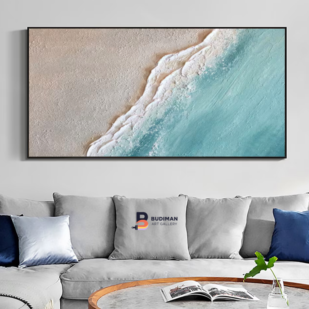 Jual BAGallery - Lukisan Hiasan Dinding Aesthetic Abstrak Ombak Pantai ...