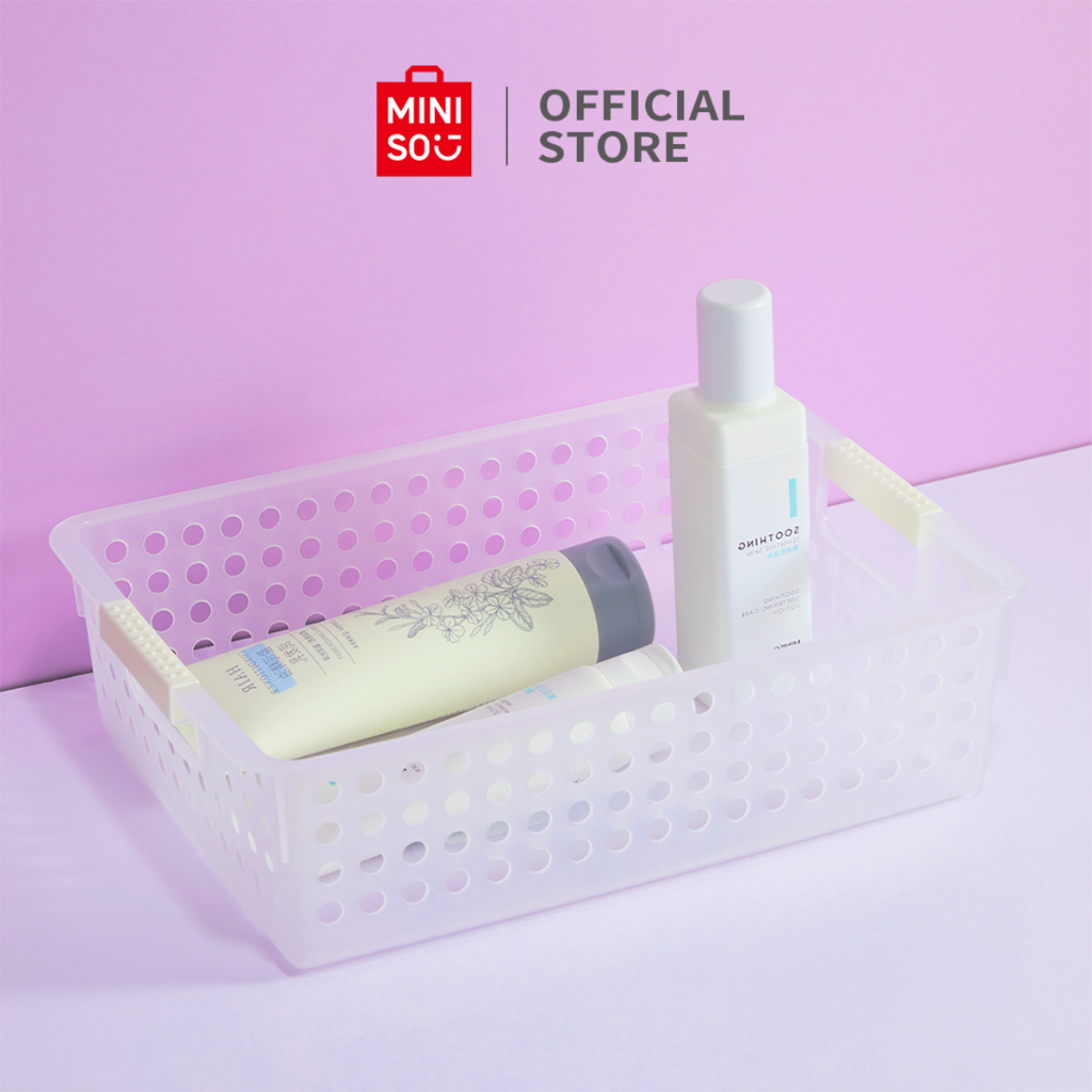 Jual MINISO Keranjang Storage Plastic Desktop Storage Basket / Kotak ...