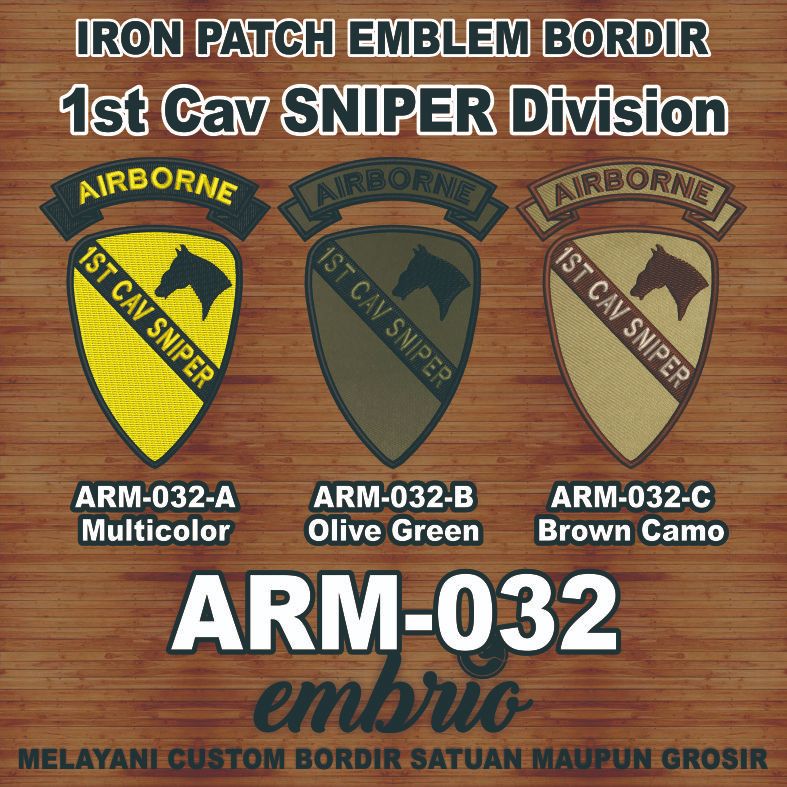 Jual ARM-032 Patch AIRBORNE 1st CAVALRY SNIPER DIVISION Vietnam war ww2 - ALL 8x11cm - Embrio ...