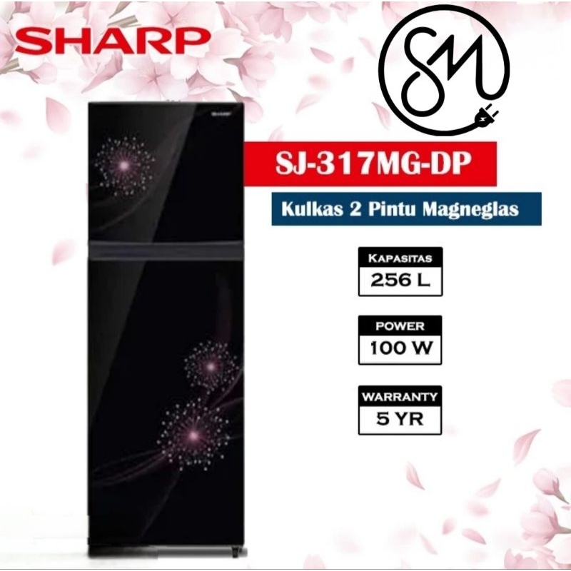 Jual Kulkas Sharp 2 pintu SJ-317MG DP DB 256 L Shine SJ317MG Magneglass ...