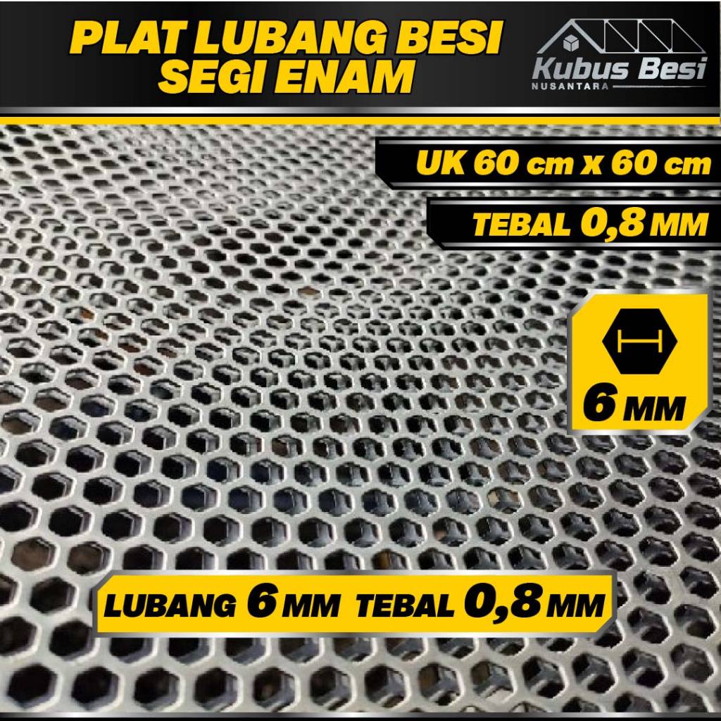 Jual 60x60 cm - Plat Lubang Segi Enam 6 mm - Tebal 0,8 mm. Ram Gril ...
