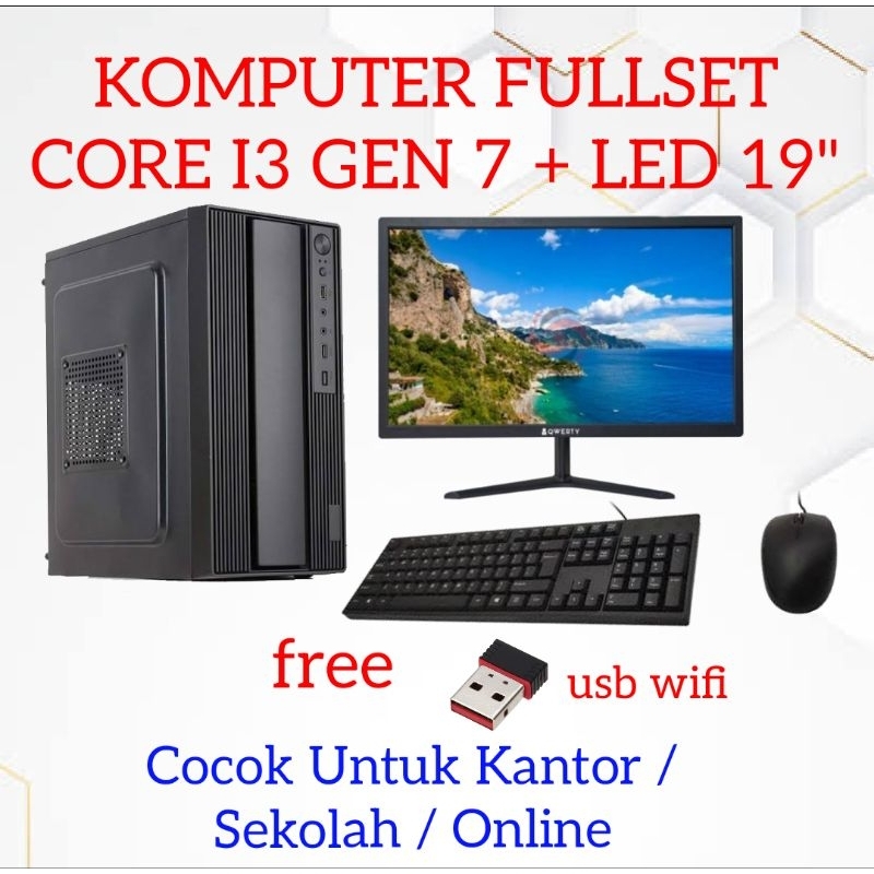 Jual Full set Core i3 gen 7 - Led 19" - 8gb Ram - 500gb Ssd - Pc Rakitan - komputer kantor - cpu ...