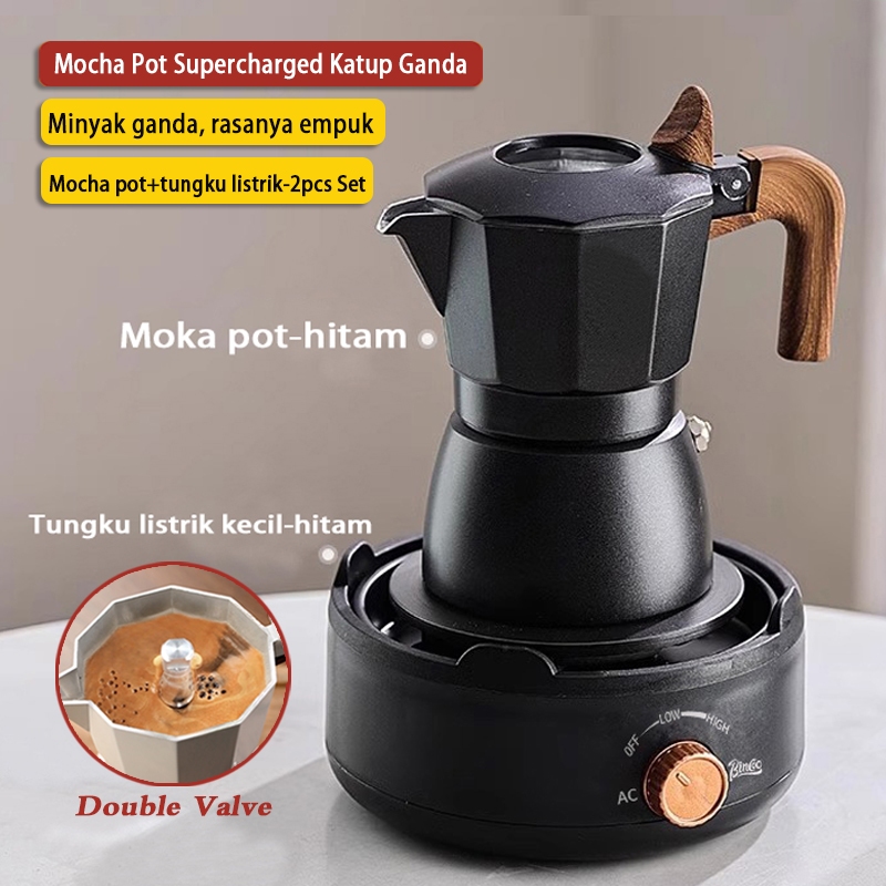 Jual Mocha Pot Espresso Pot Double Valve Moca Pot Tungku Listrik Set ...