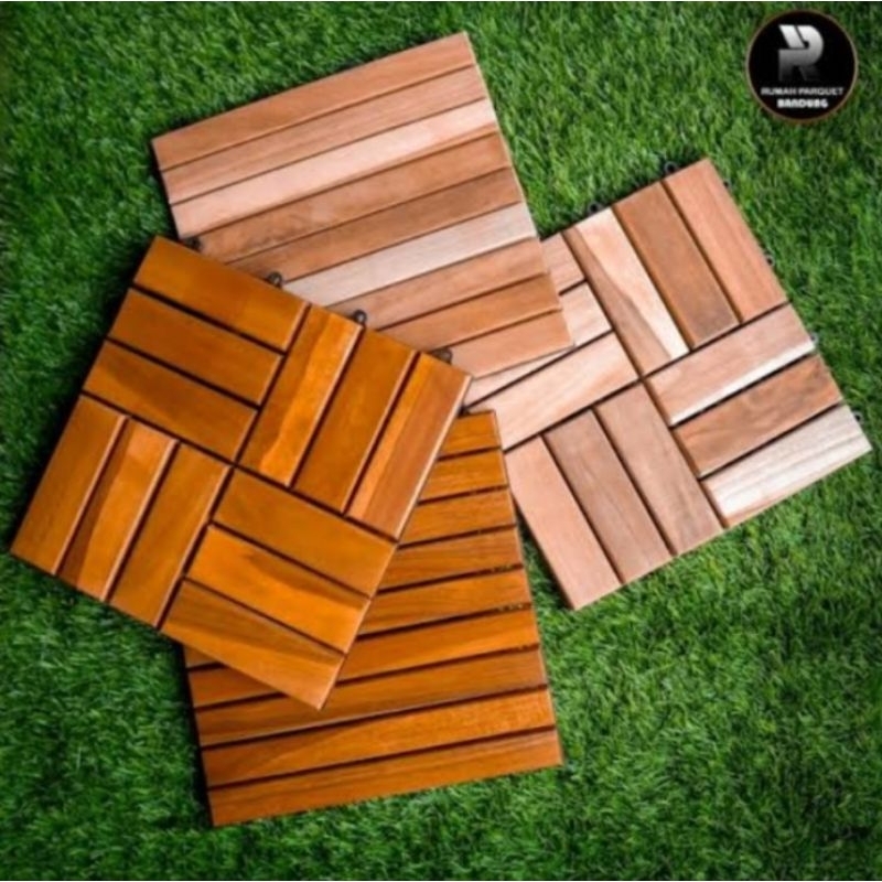 Jual decking tile lantai kayu jati bongkar pasang 30x30 cm | Shopee ...
