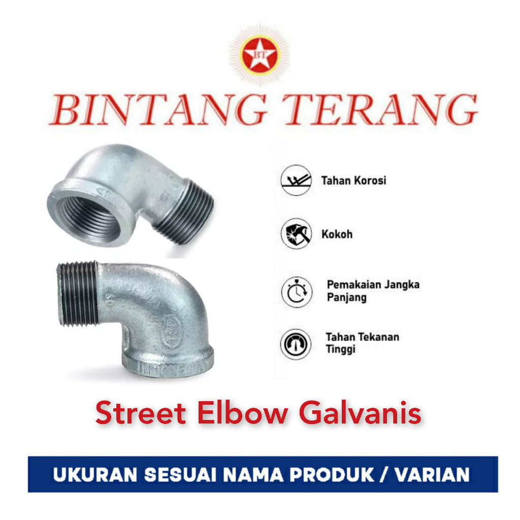 Jual Street Elbow Galvanis 3/4" / Knee Drat Luar Dalam Besi / Keni Panjang | Shopee Indonesia