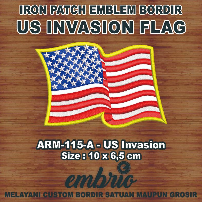 Jual ARM-115-A Patch American US Invation Arm Flag WWII Vietnam Civil ...