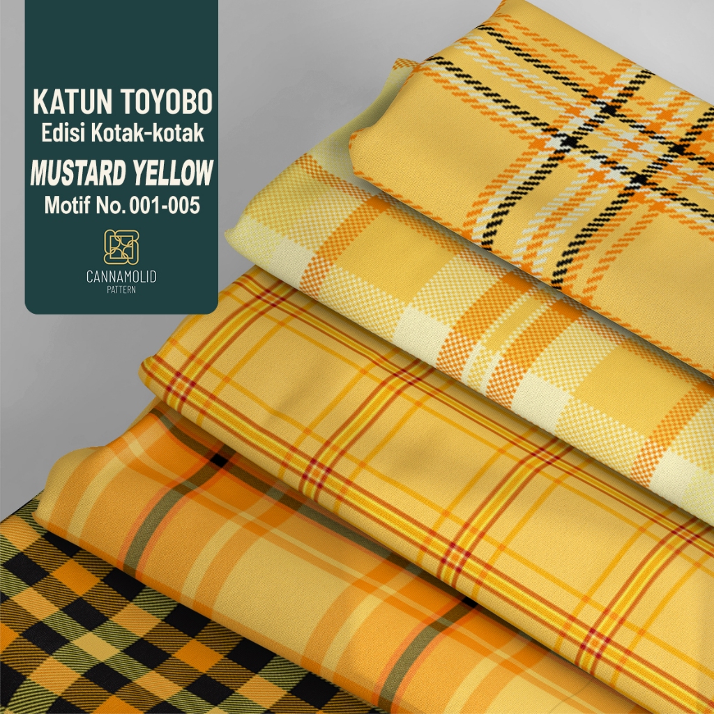 Jual Kain Toyobo Motif KOTAK-KOTAK Kuning | Lebar 145cm | PLAID MUSTARD ...