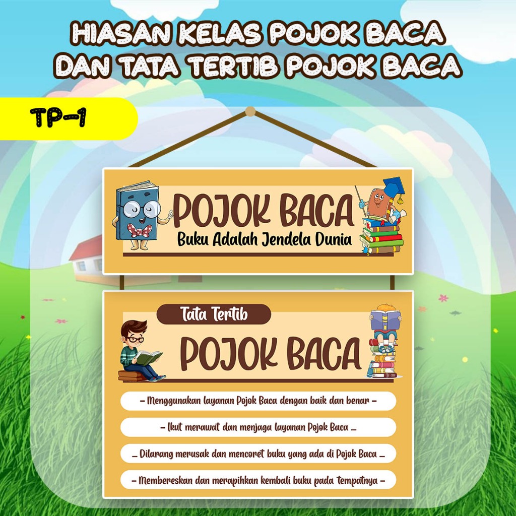 Jual 30x30cm Pojok Baca dan tata tertib pojok baca 1set | Shopee Indonesia