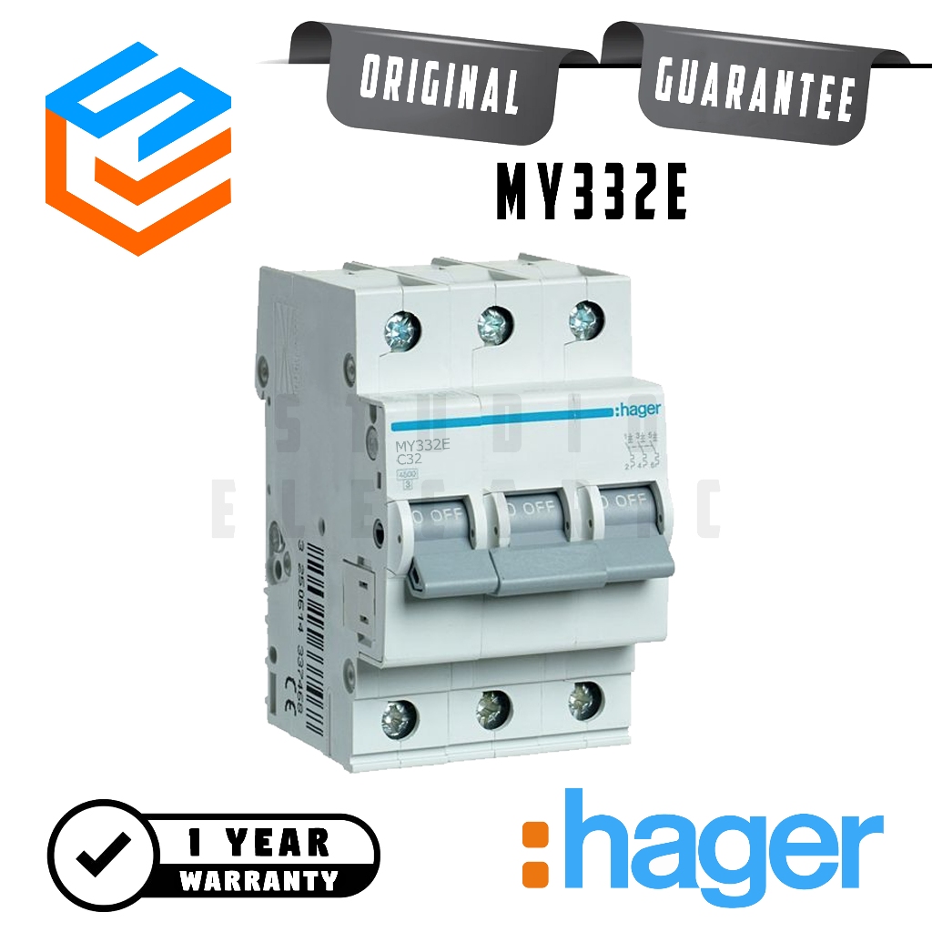 Jual Hager MCB 3P 32A MY332E 4.5kA 3 Phase 32 Ampere SNI - Triple Pole | Shopee Indonesia