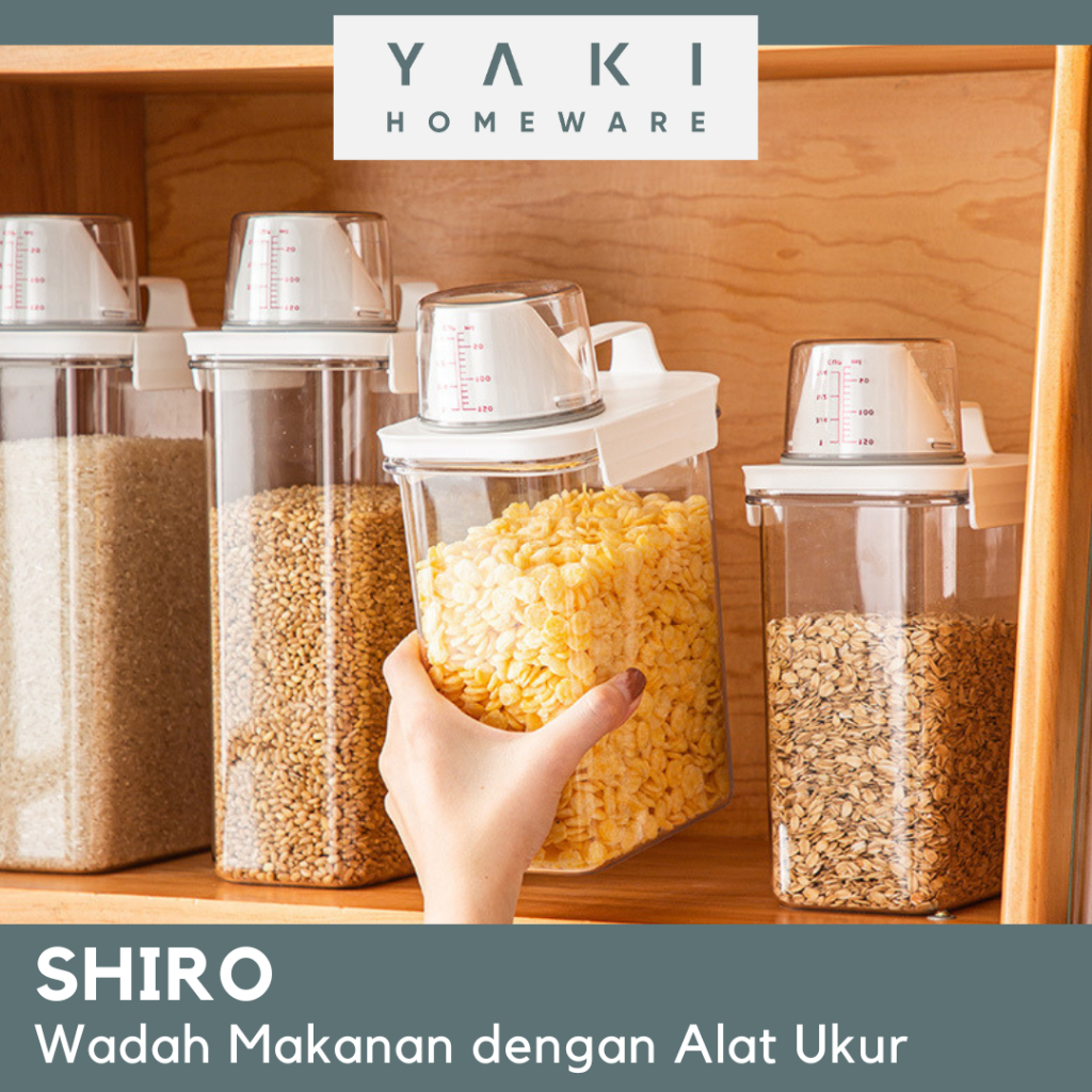 Jual YAKI - SHIRO Penyimpanan Botol Simpan Simple Wadah Ukur Cereal ...