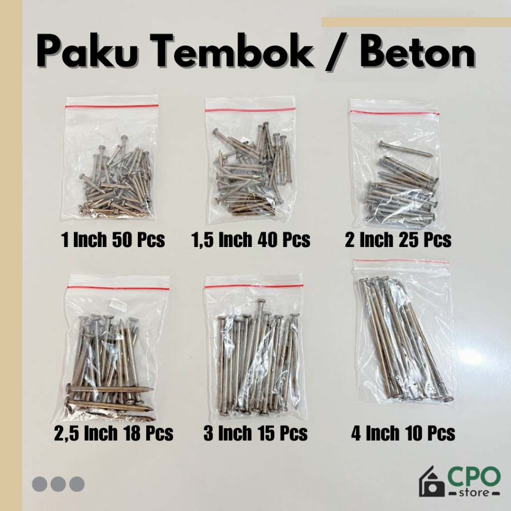 Jual Paku Tembok / Beton Kuning Ukuran 1 Inch - 4 Inch | Shopee Indonesia