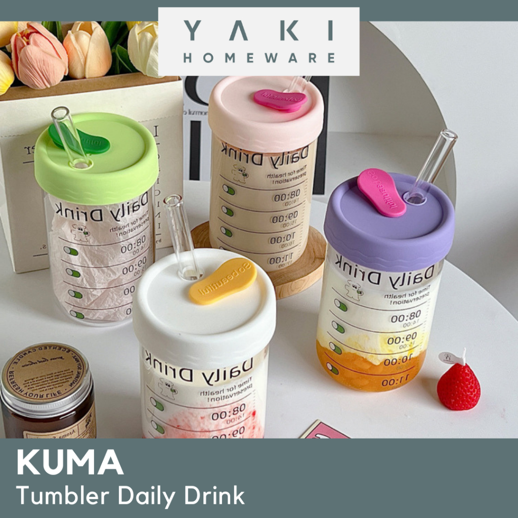 Jual YAKI - KUMA Botol Kaca Infused Water Minimalis Water Bottle Air ...