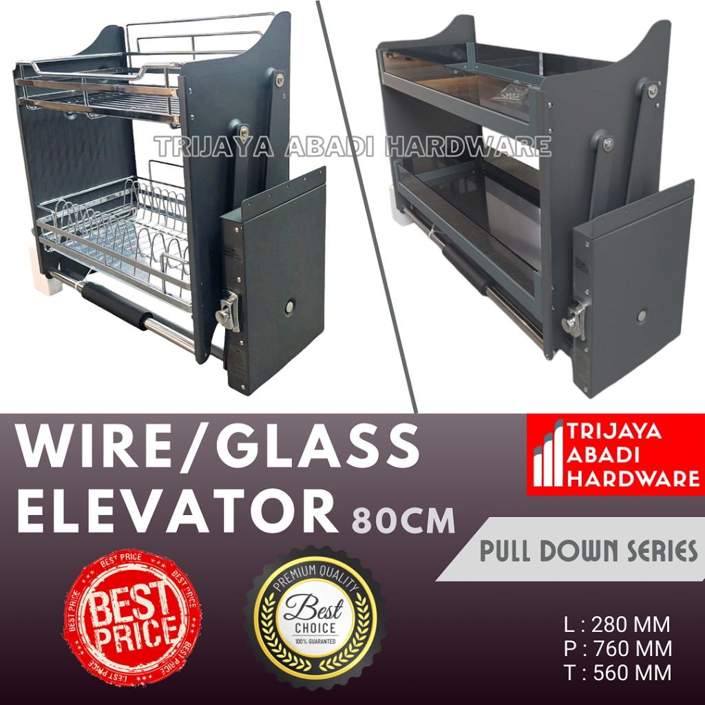 Jual TMB WE / GE 80 cm Rak Piring Botol Wire / Glass Elevator Pull Down Multipurpose Rack ...