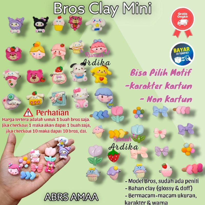 Jual Bros Clay Aneka Karakter Bros Anak Bros Kecil Lucu Aksesoris Hijab ...