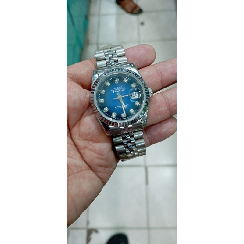 Jual jam tangan klasik Rolex otomatis Dial biru Solid stell elegan ...