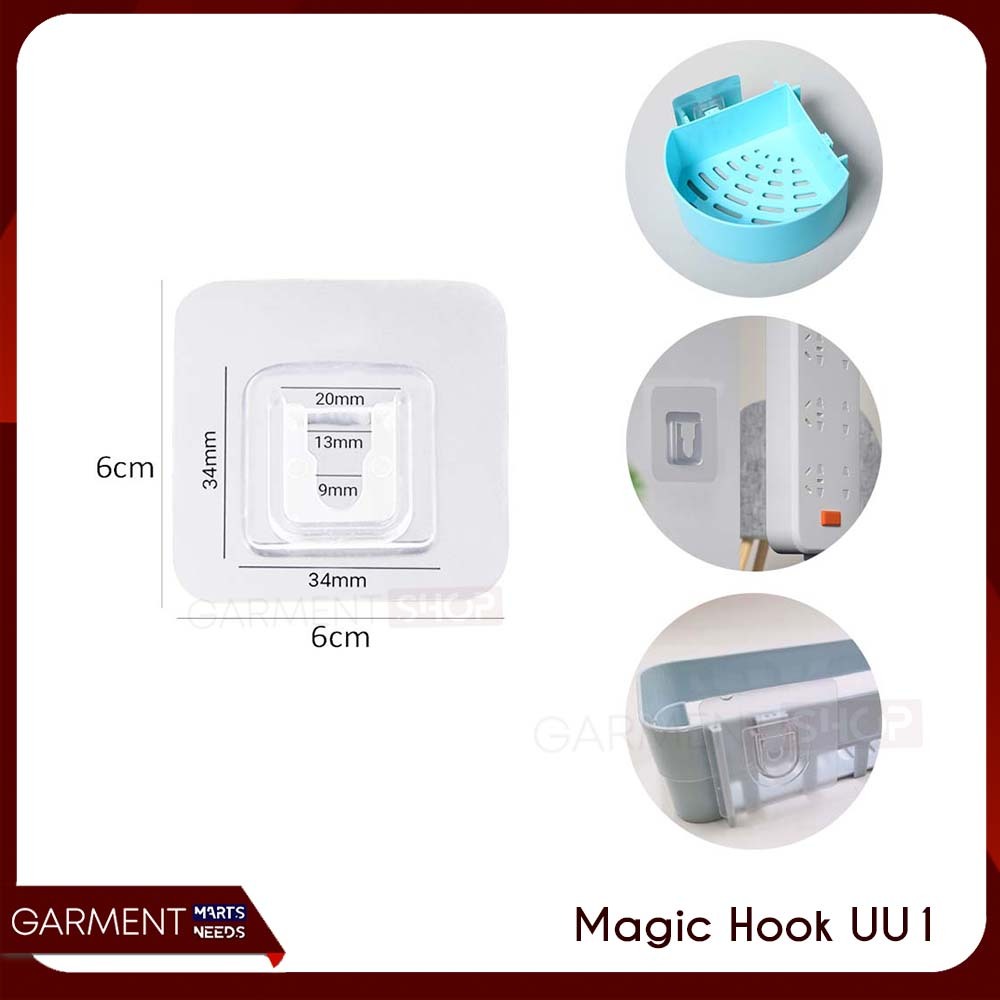 Jual Gantungan Tempel Magic Hook Cadangan Stiker Lem Kuat Dinding Transparan Laci Pigura Jam ...