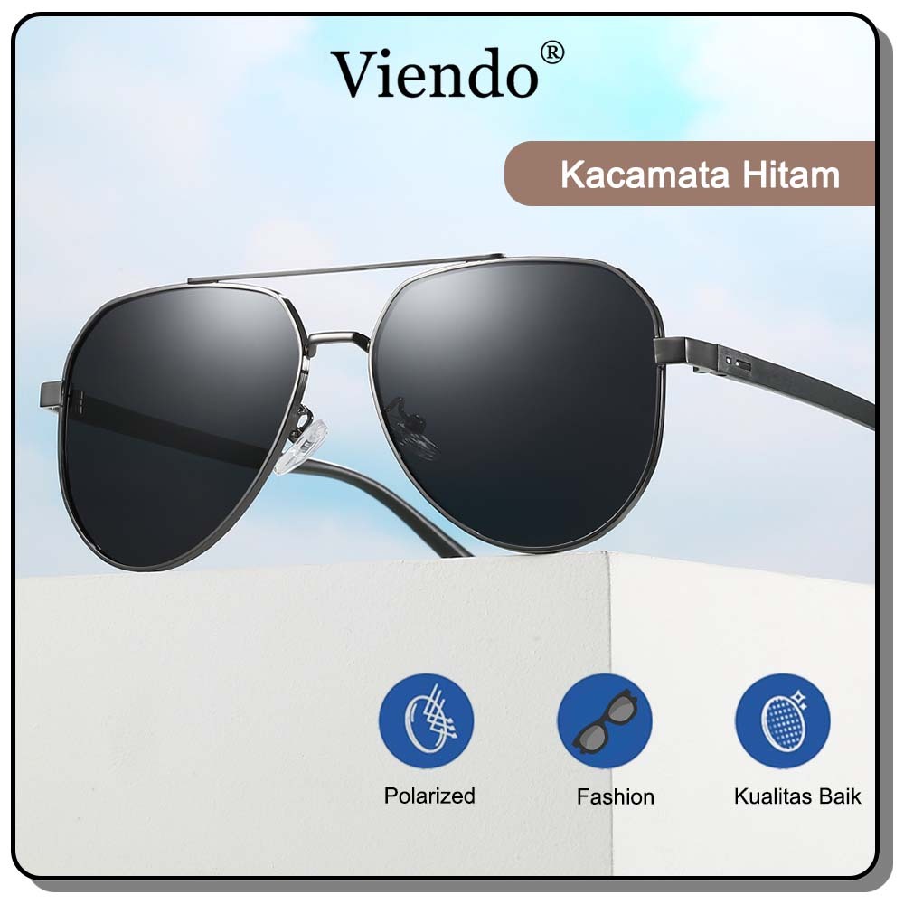 Jual Viendo Frame Kacamata Hitam Polarized Pria Cowok Wanita Keran Besar Elastik TR90 Besi ...