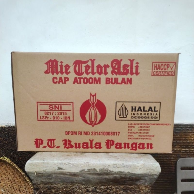 Jual MIE TELOR ASLI cap ATOM BULAN 1 BOX (20pcs) - mie kering grosir ...